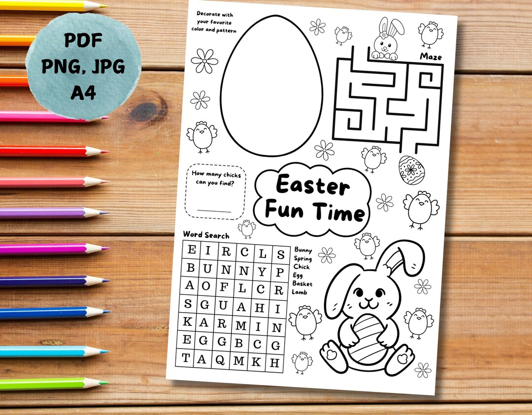 Easter Coloring Page, Spring Activity for Kids, Printable and Digital ...