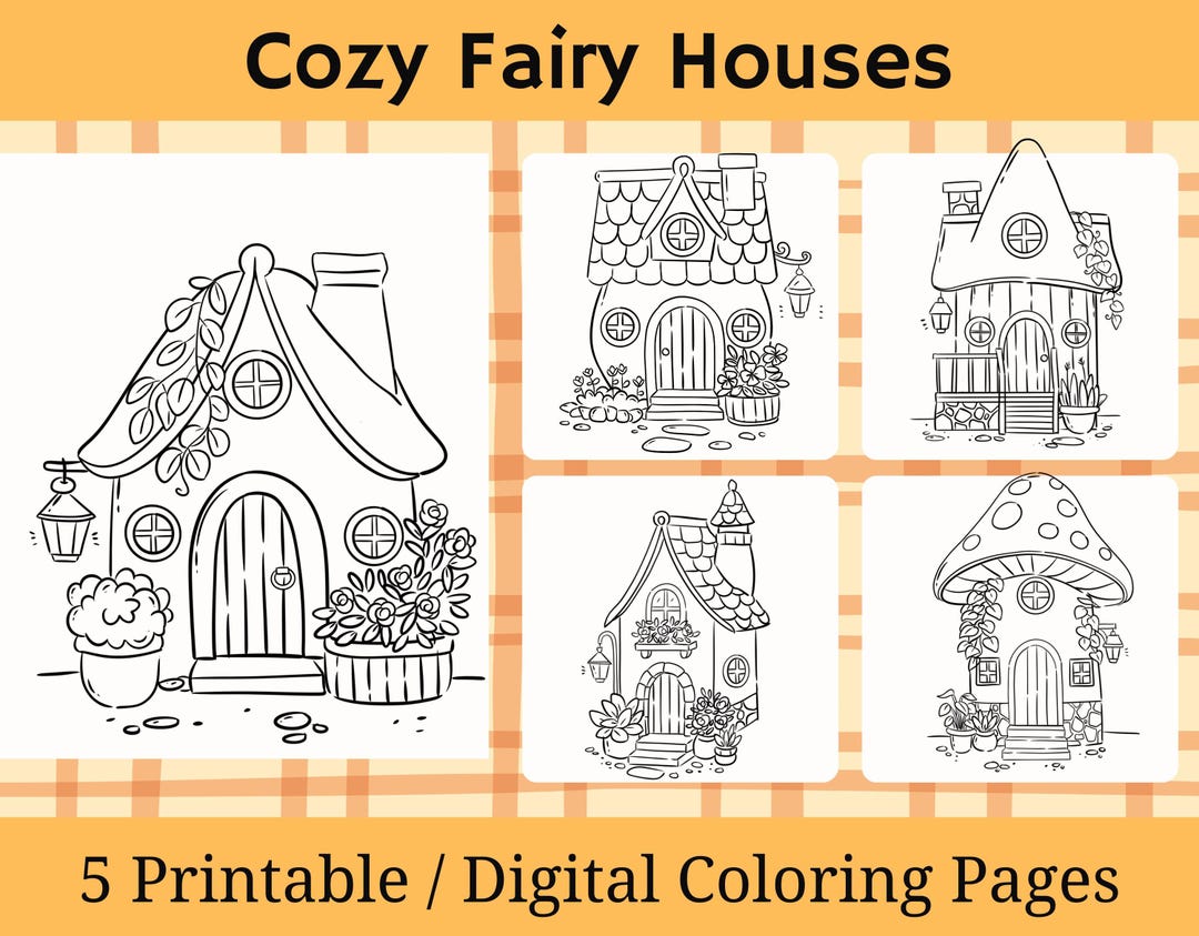 Fairy Coloring Pages Houses Printable and Digital Coloring Book for ...