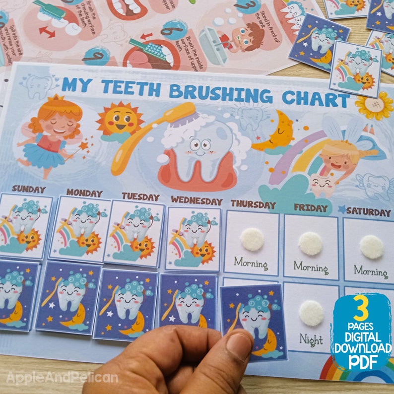 Toddler Daily Brushing Teeth Charts Kids Daily Routine Chart, Toddler ...