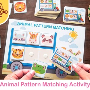 Animal Pattern Matching Activity, Pattern Puzzle Printable, Animal ...