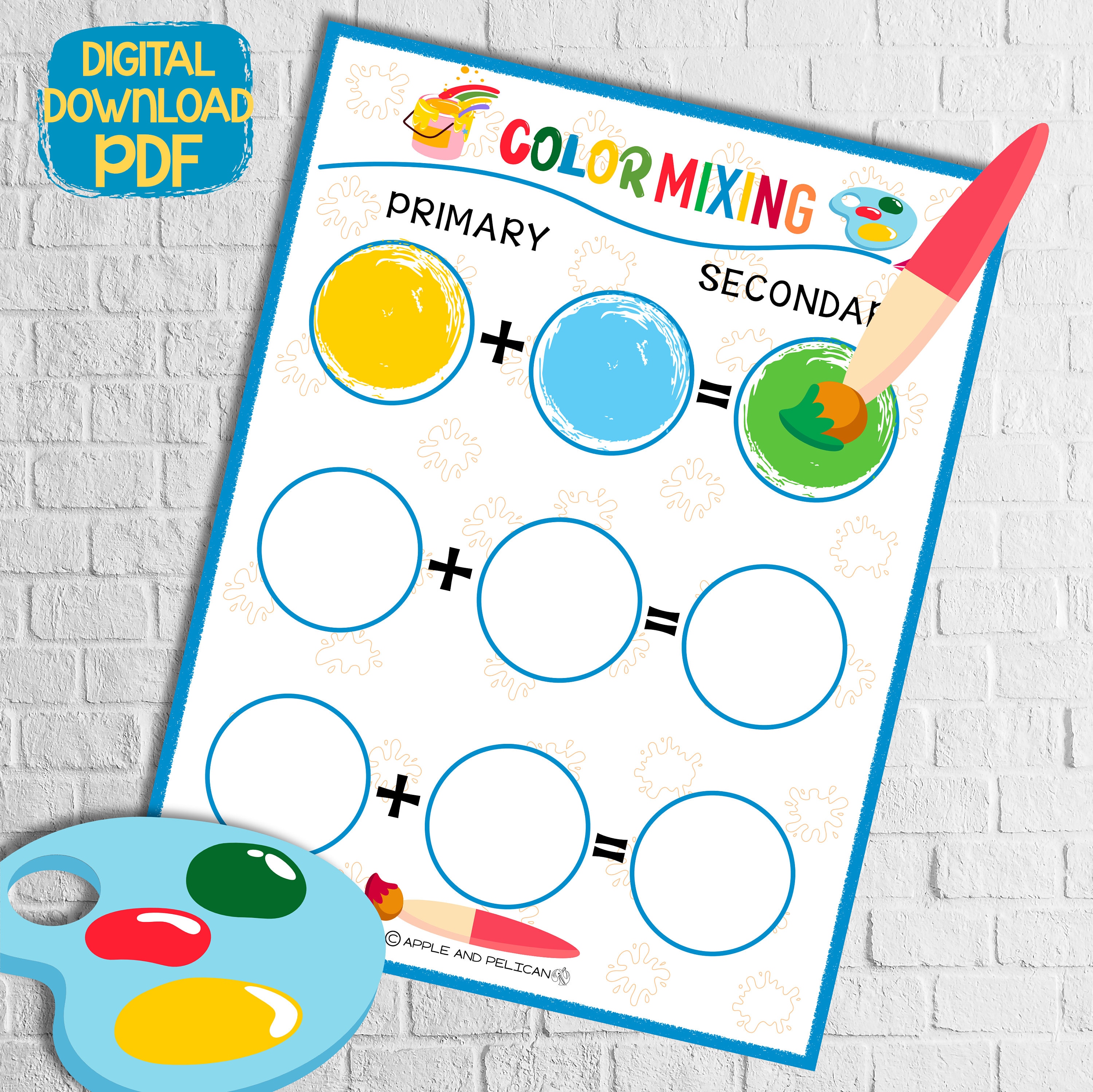 Color Mixing Worksheet Primary and Secondary Color, Printable Preschool ...