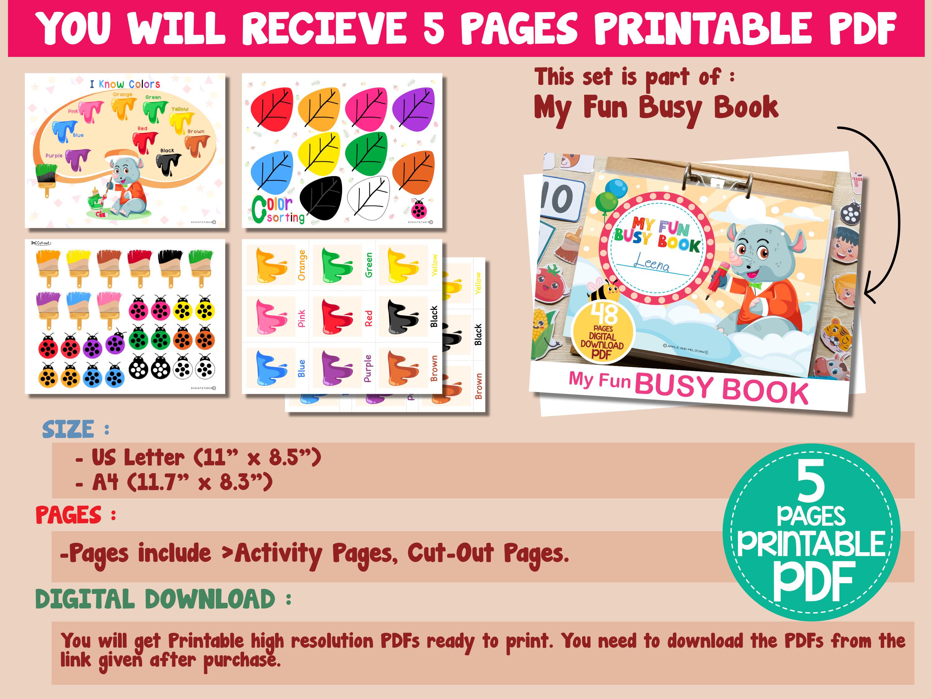 Color Matching Activity Busy Book Page, Printable Montessori ...