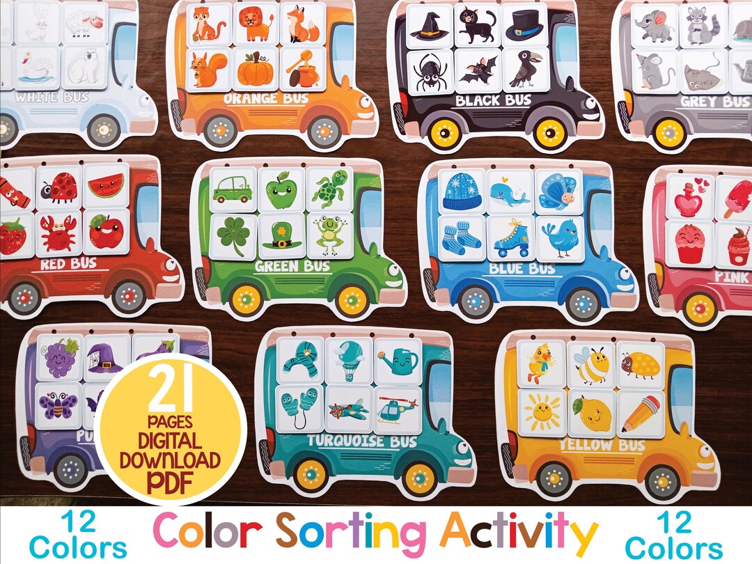Color Sorting Activity for Kids, Color Matching Game, Toddler Color ...