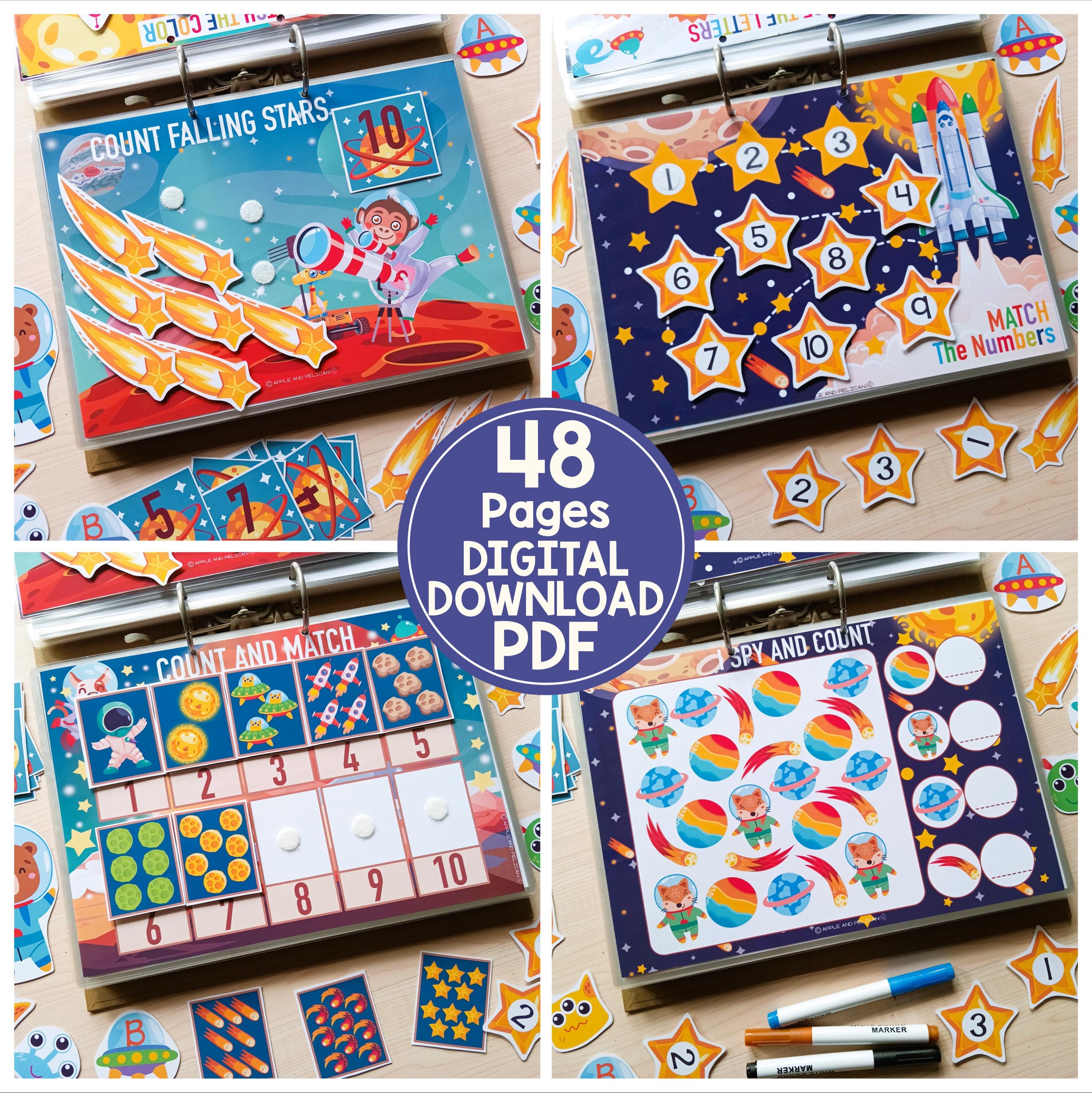 Outer Space Busy Book, Printable Preschool Learning Binder, Montessori ...