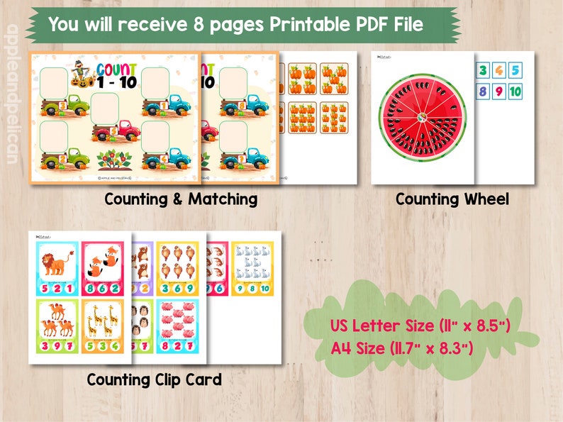 Number 1 to 10 Count and Match Montessori Toddler Math Activity ...