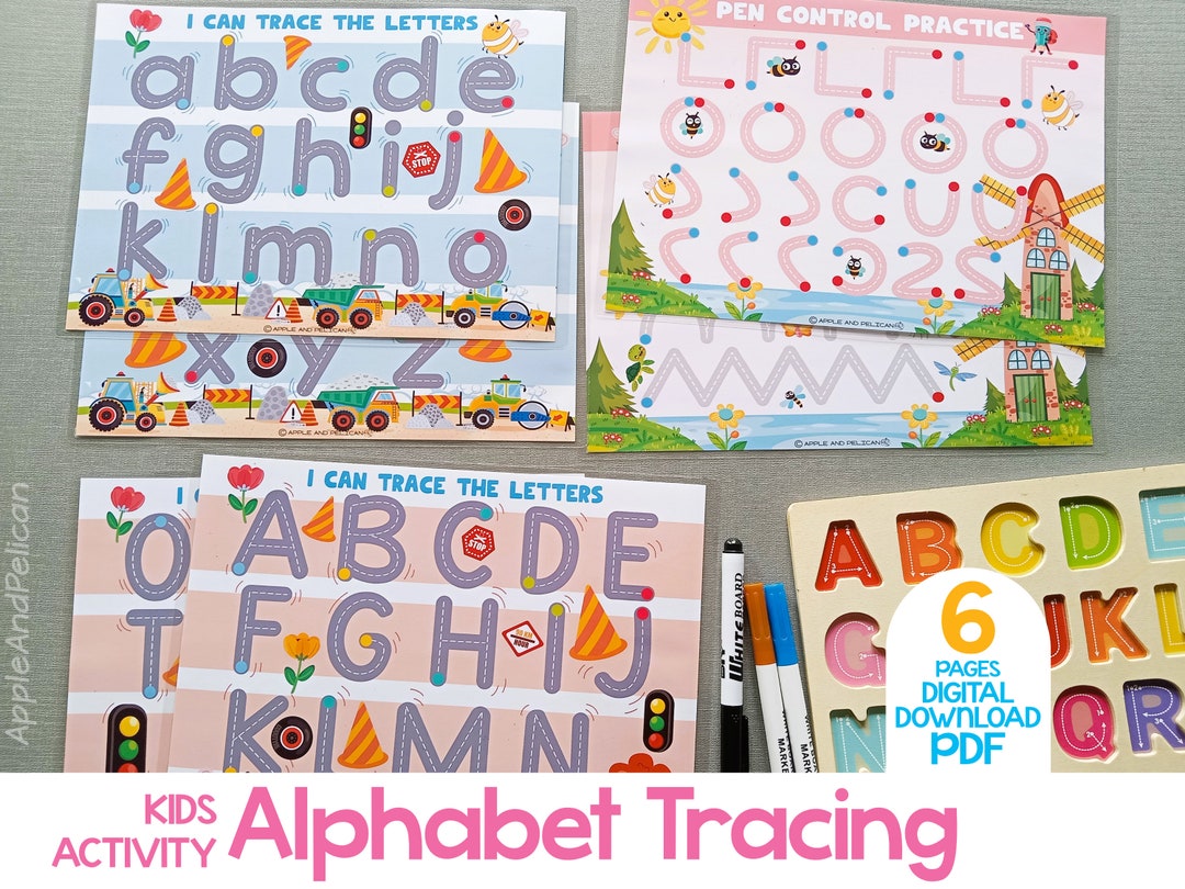 Alphabet Tracing Worksheet, Letter Tracing Activity, Fine Motor ...