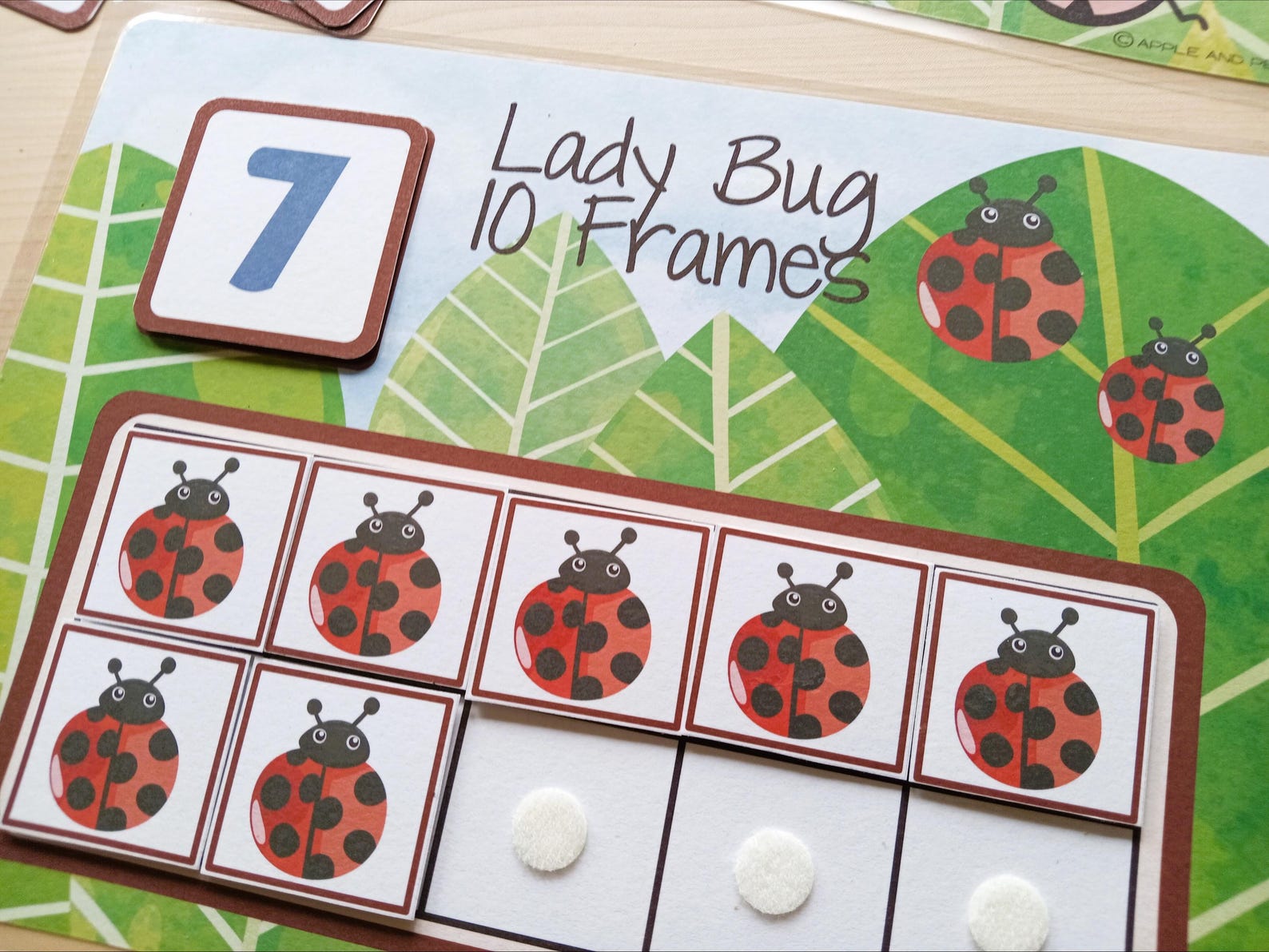 Counting Preschool Math Ten Frame Activity, Ladybug Dot Counting ...
