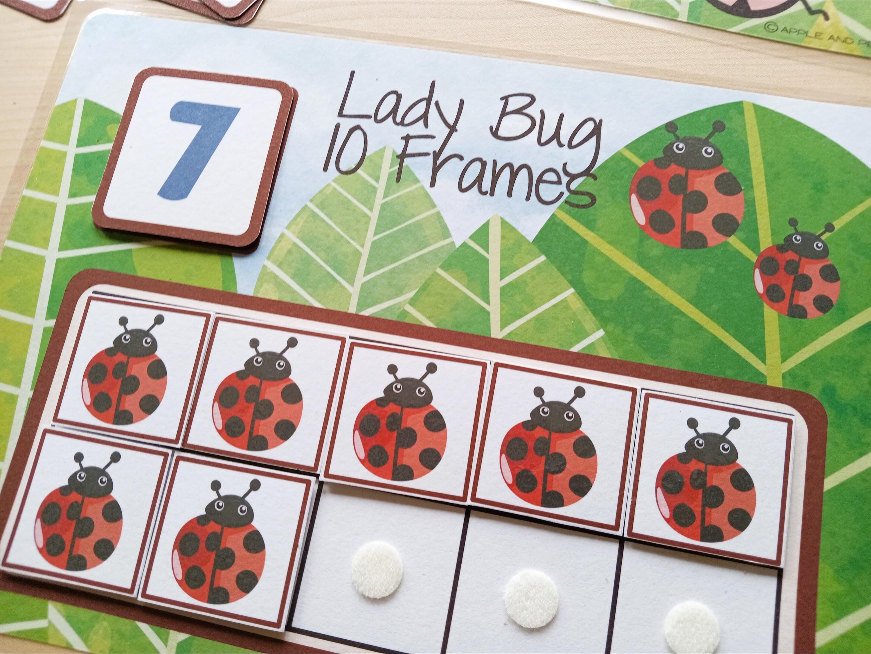 Counting Preschool Math Ten Frame Activity, Ladybug Dot Counting ...
