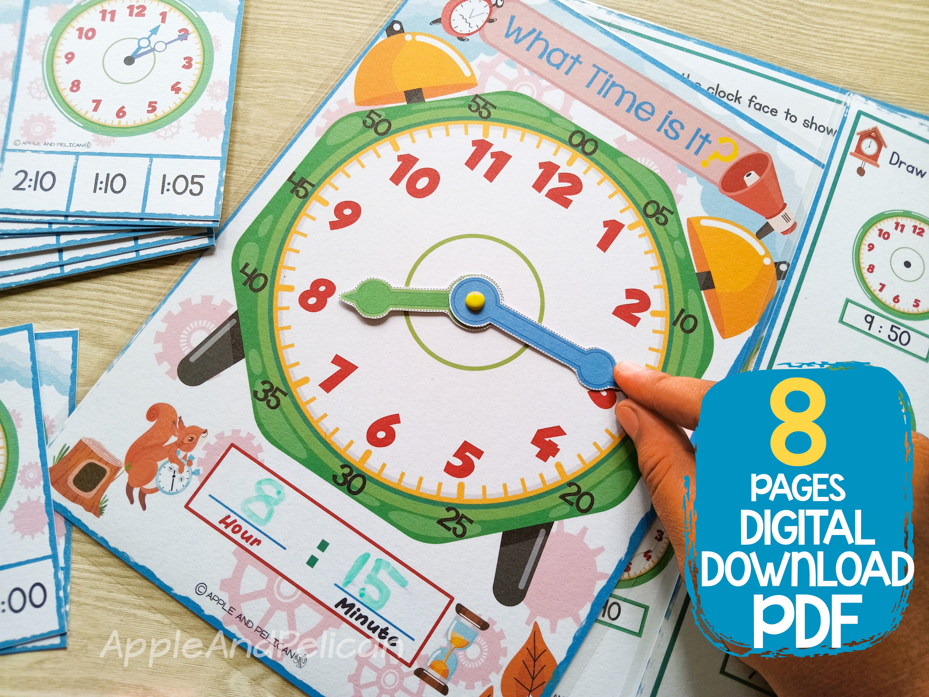 Learn to Tell Time Printable Educational Clock, Kids Printable Clock ...