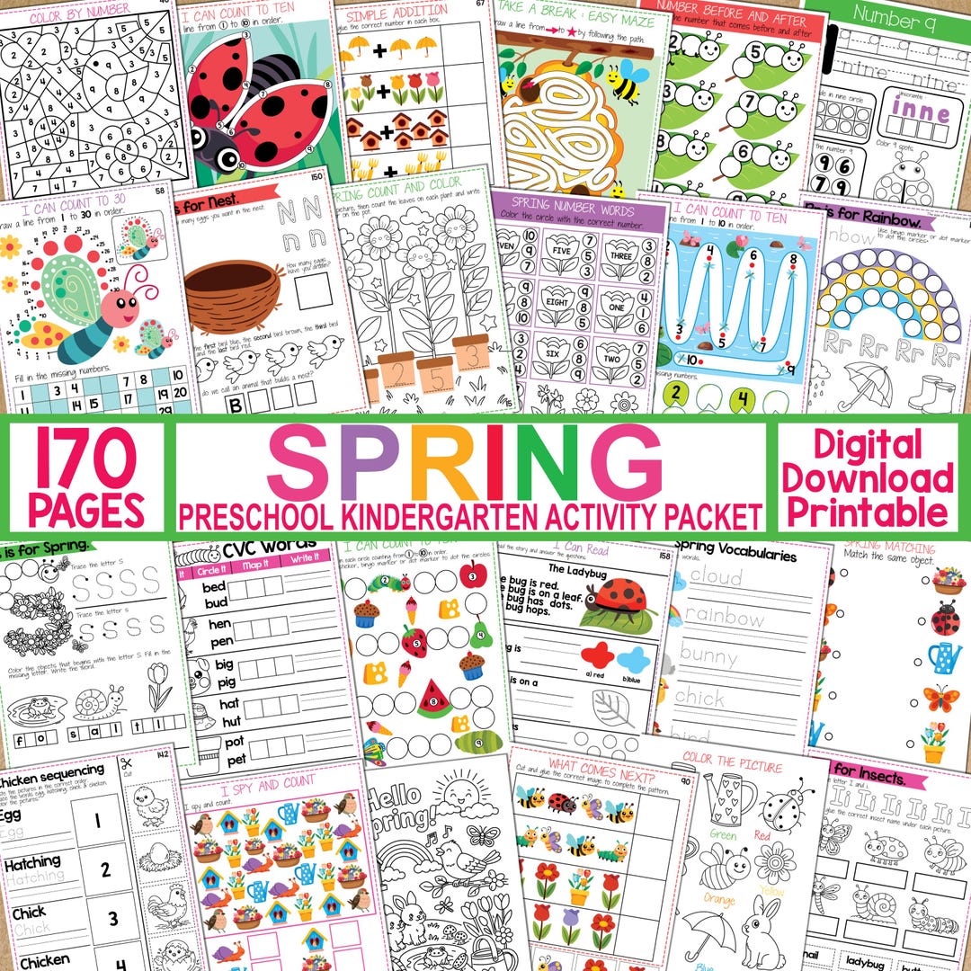 Spring Preschool Kindergarten Activity Packet, Kid Activity, Homeschool ...
