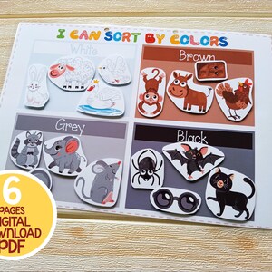 Color Matching Sorting Activity for Kids, Printable Toddler Color ...