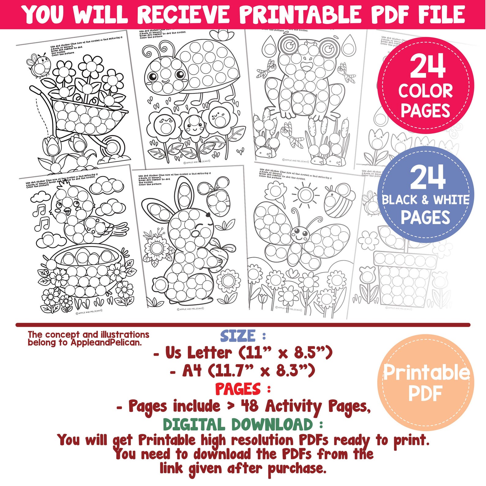 Spring Do a Dot Marker Coloring Pages for Kids, Do A Dot Activity, Dot ...