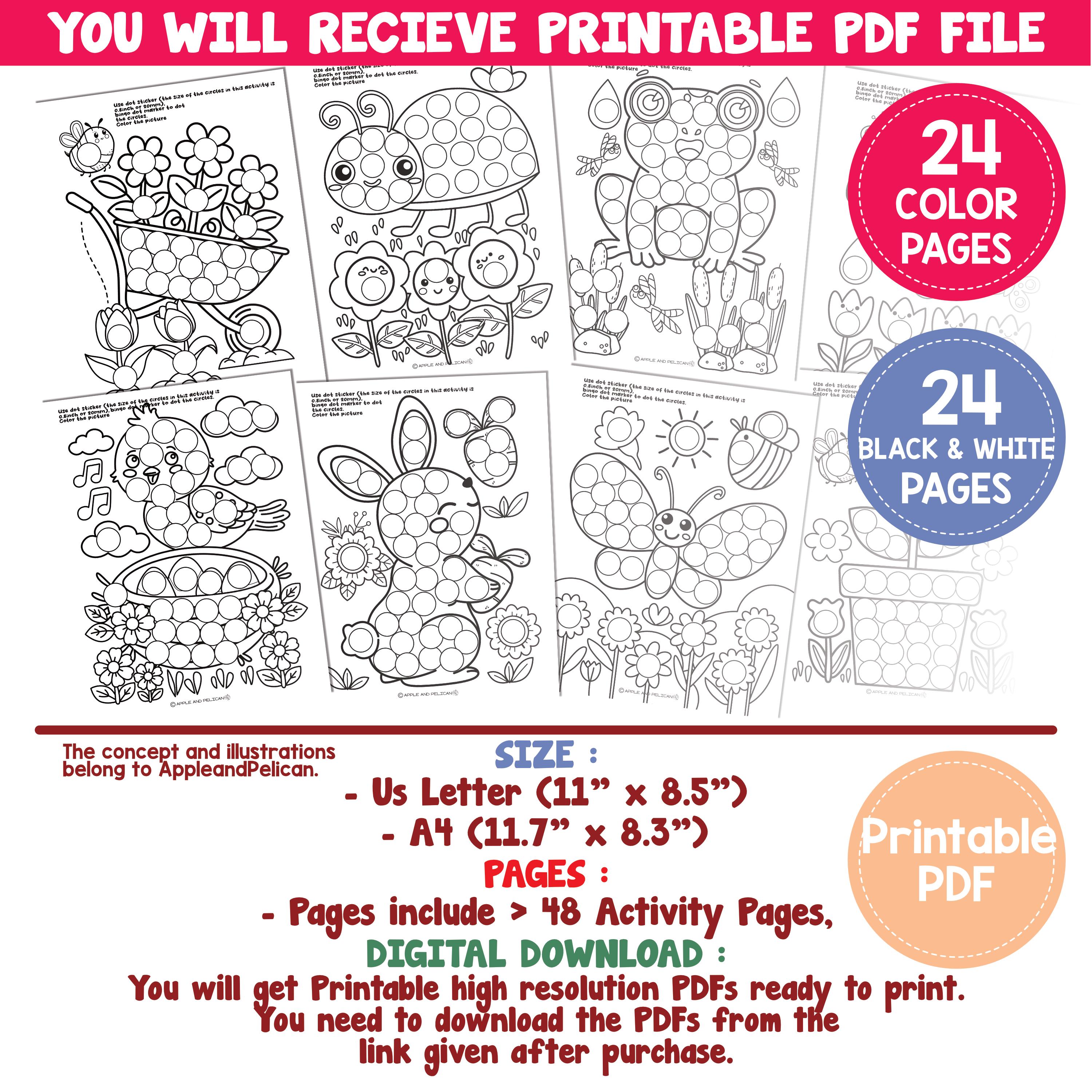 Spring Do a Dot Marker Coloring Pages for Kids, Do A Dot Activity, Dot ...