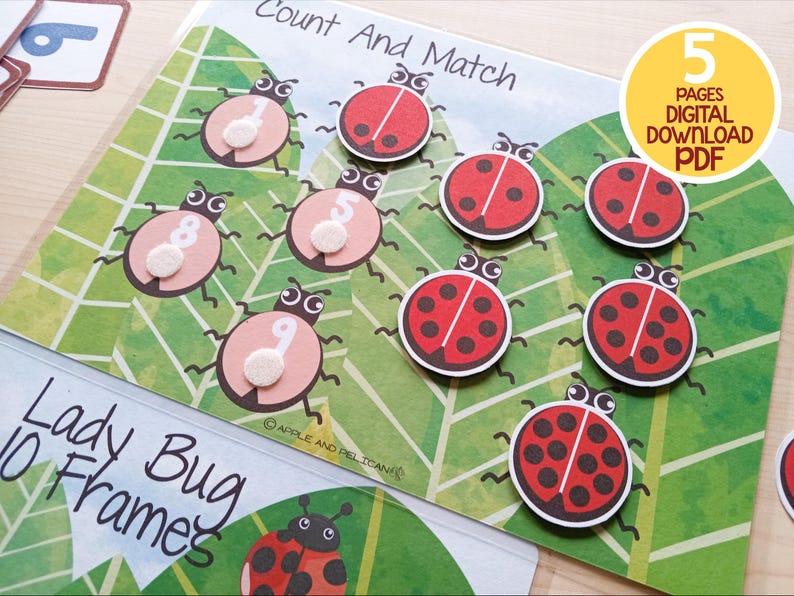 Counting Preschool Math Ten Frame Activity, Ladybug Dot Counting ...