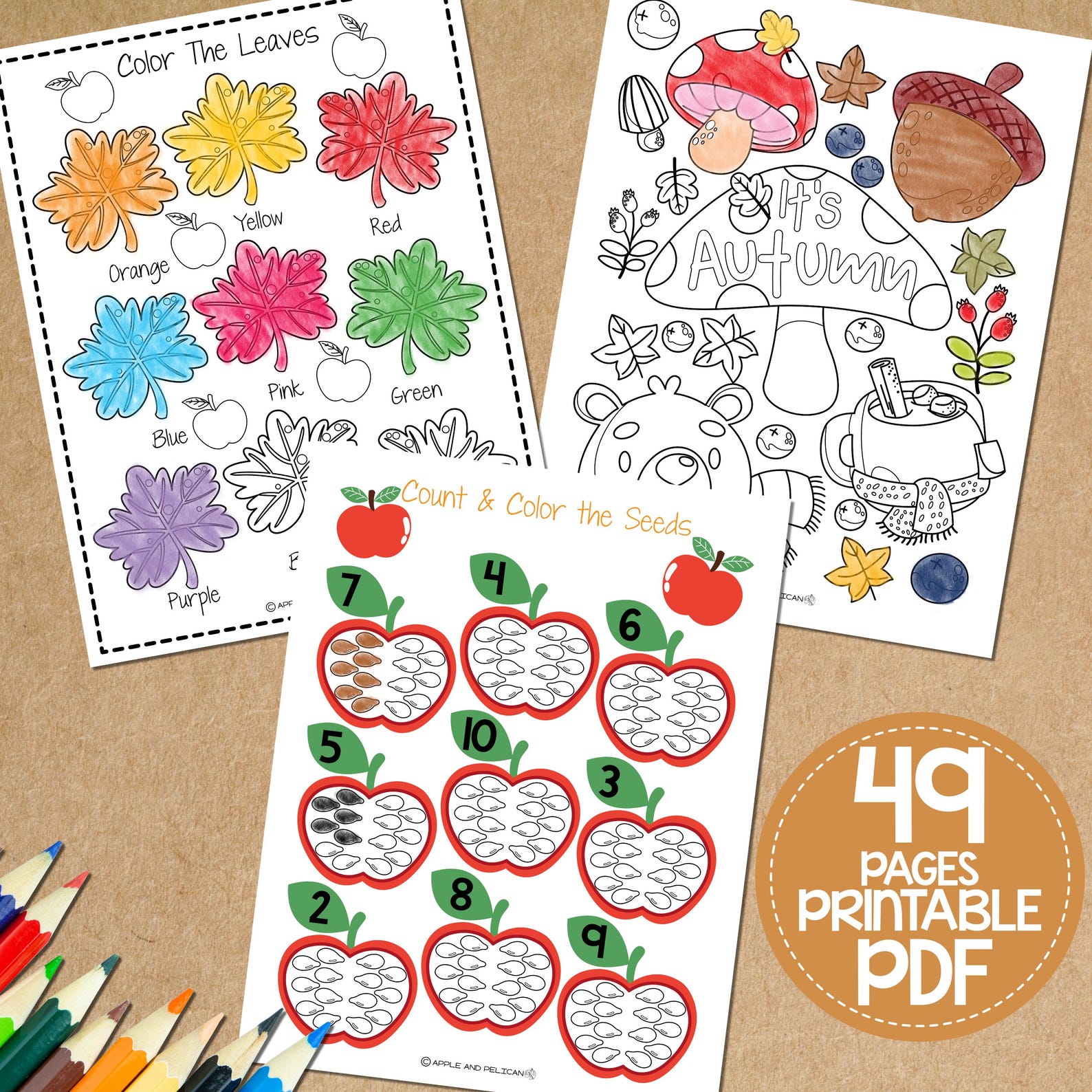 Fall Printable Kid Activity Preschool Packet, Printable Preschool ...