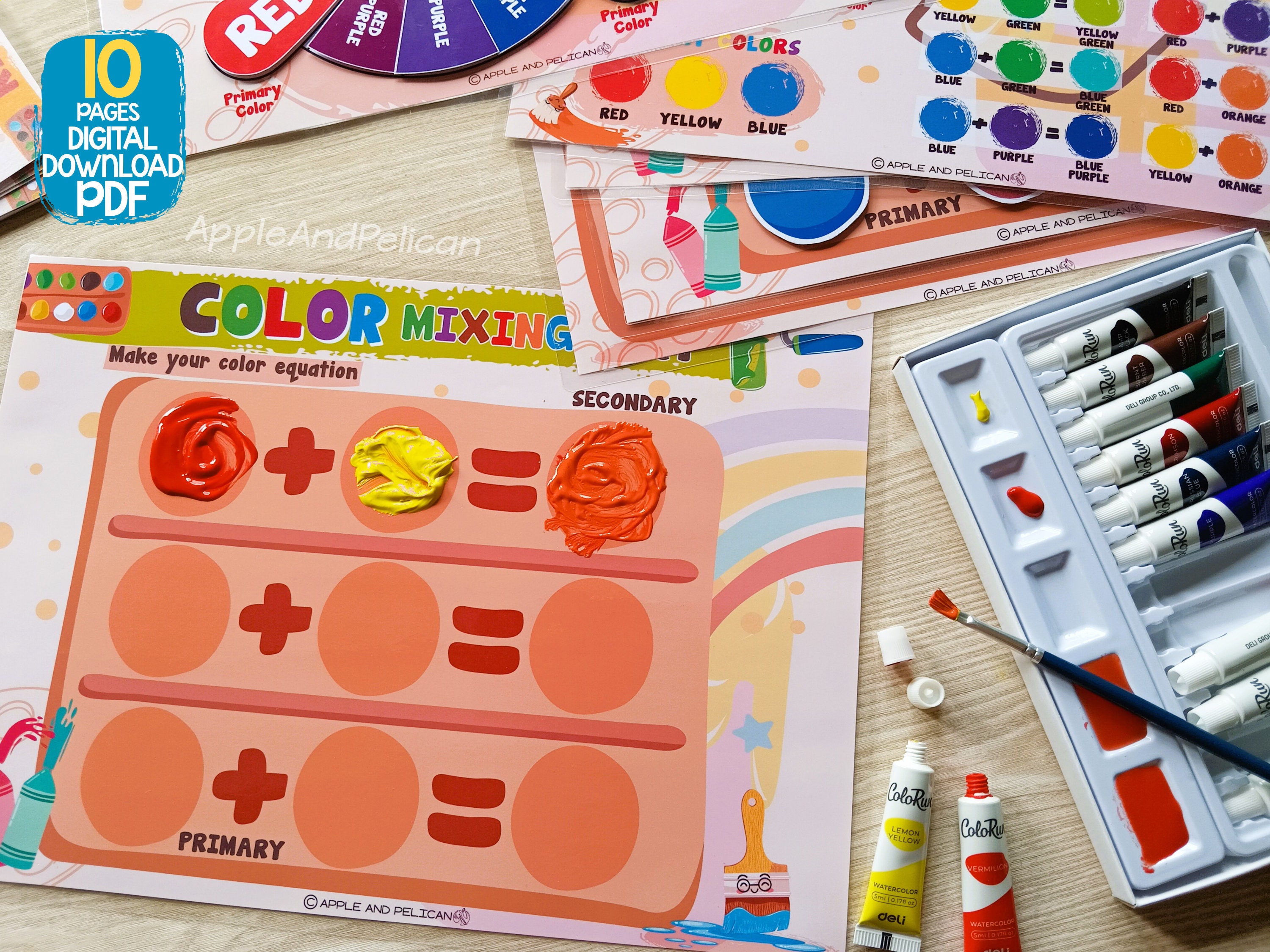 Color Mixing Activity for Toddler, Printable Primary and Secondary ...