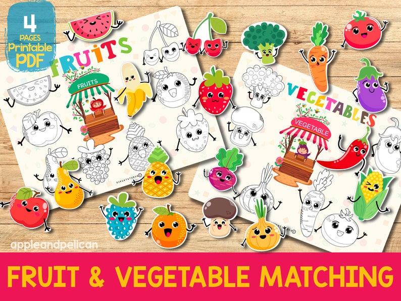 Fruits and Vegetables Sorting Activity Toddler Matching Game - Etsy