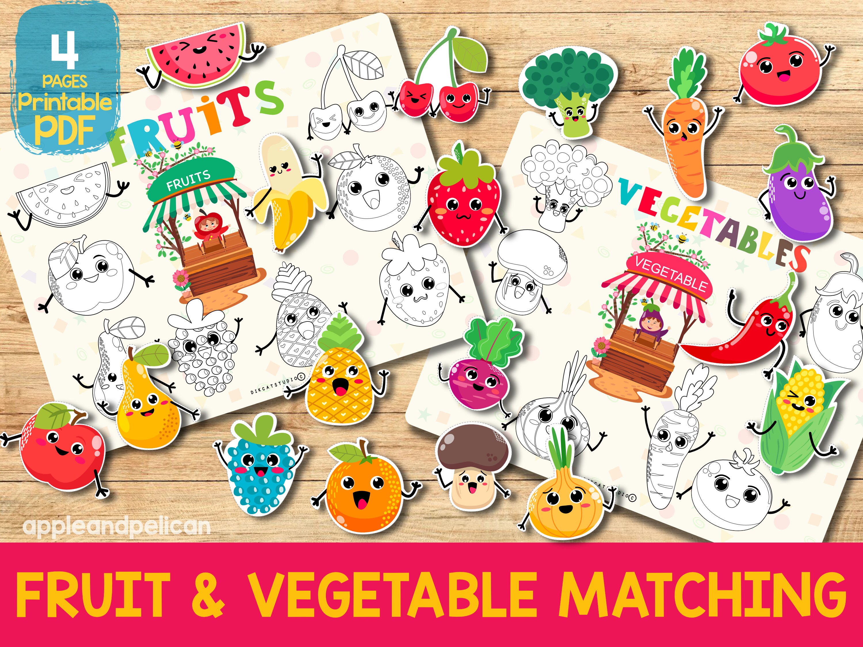 Fruits and Vegetables Sorting Activity Toddler Matching Game - Etsy
