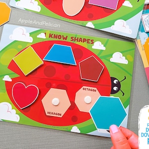 2D Shapes Matching Activity for Toddler, Geometric Shapes Pictures ...