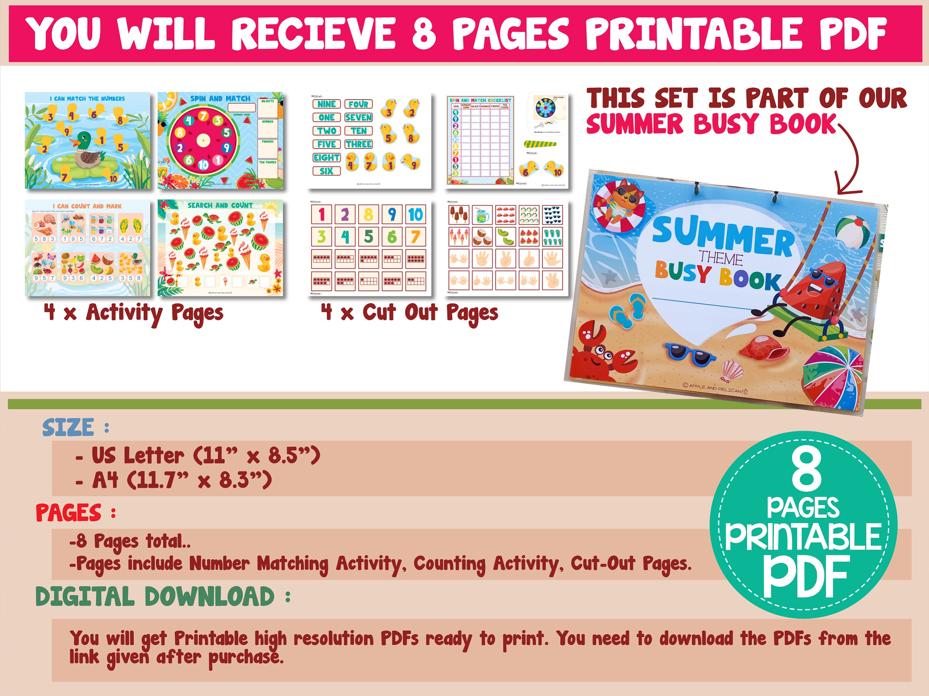 Counting Practice Activity, Printable Number Matching for Toddler ...