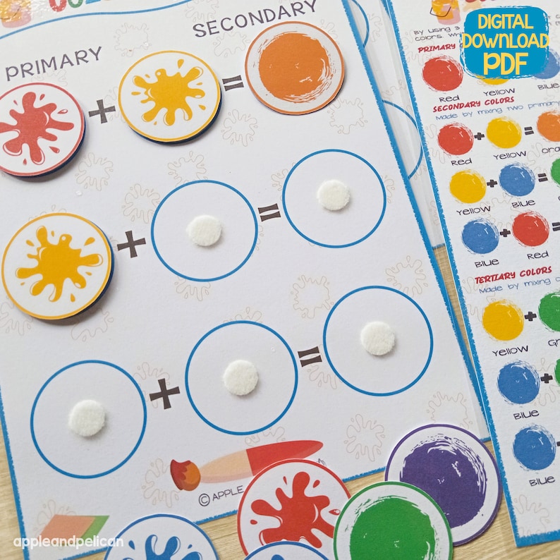 Color Mixing Worksheet Primary and Secondary Color Printable - Etsy