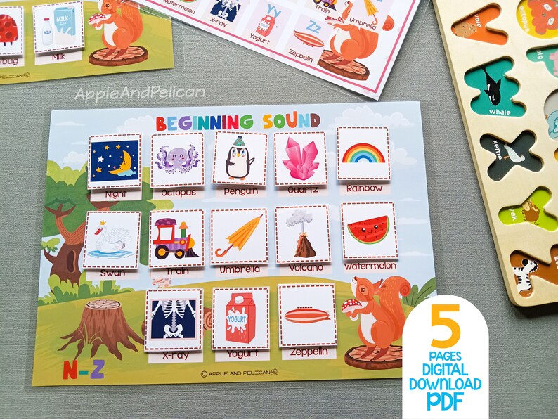 Beginning Sounds Activity, Printable Phonics Worksheet, Preschool ...
