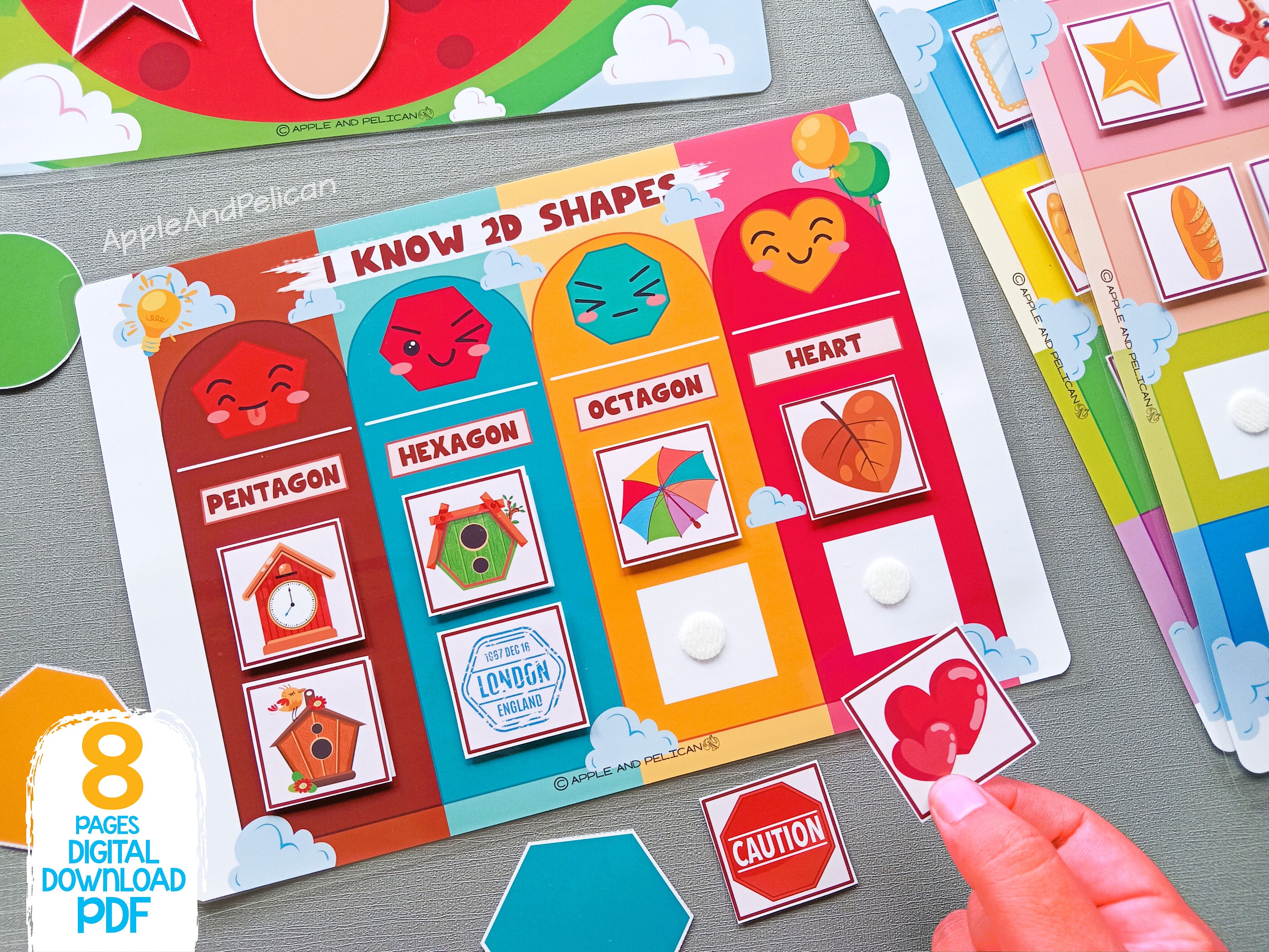 2D Shapes Matching Activity for Toddler, Geometric Shapes Pictures ...