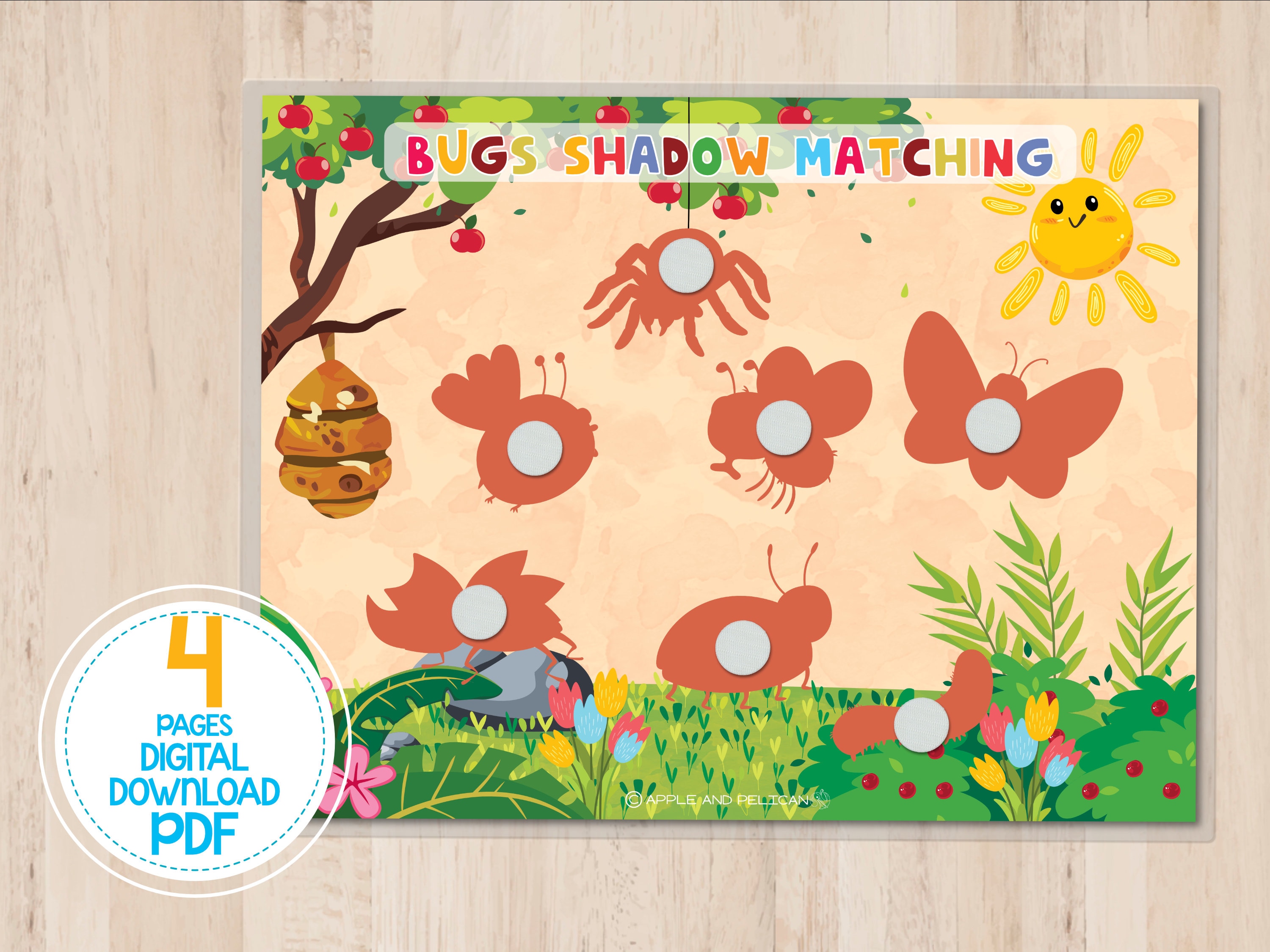Insects Bugs Shadow Matching Activity, Toddler Busy Book Page ...