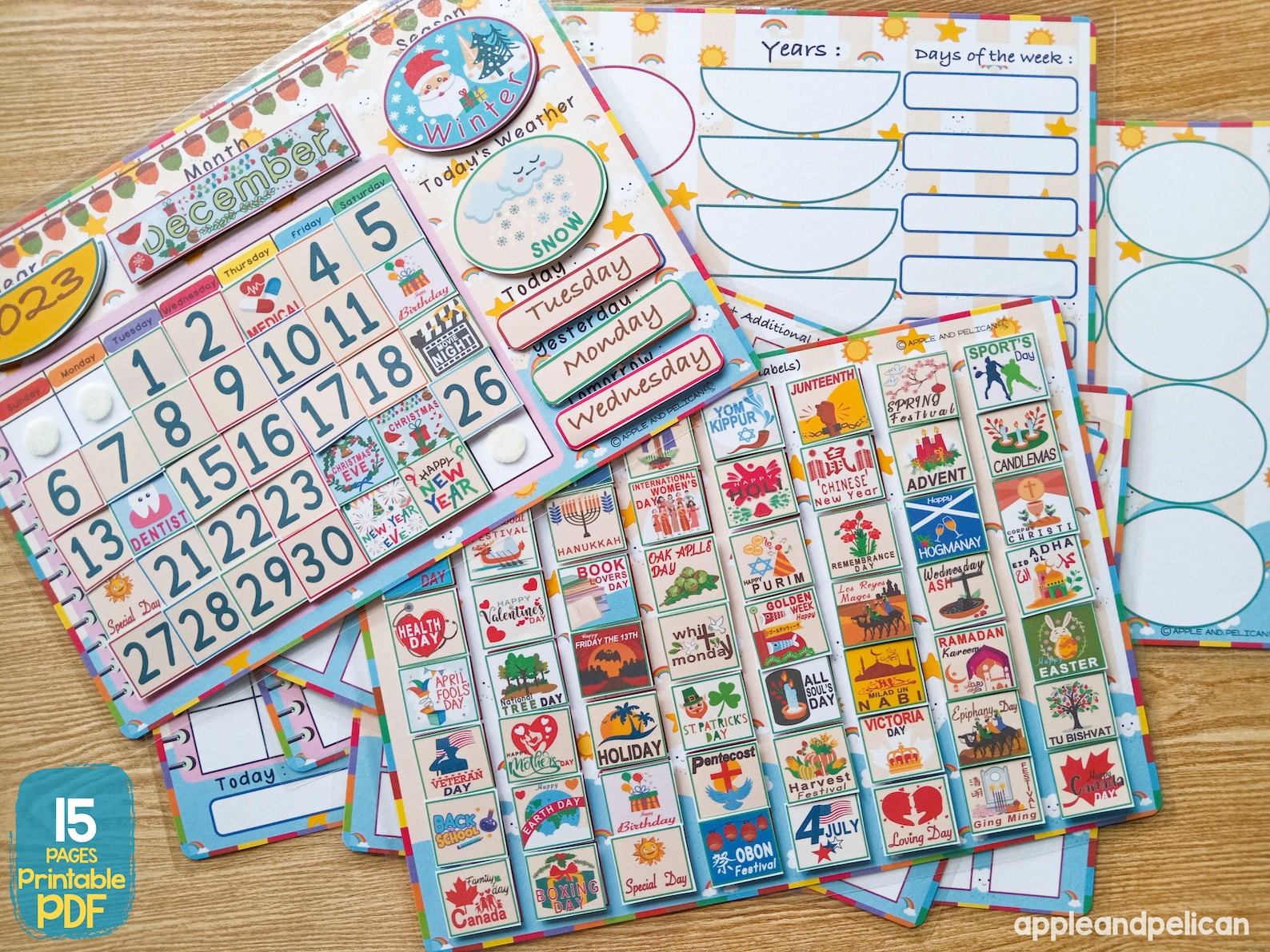 Kids Perpetual Calendar Circle Time Printable Kids Calendar - Etsy