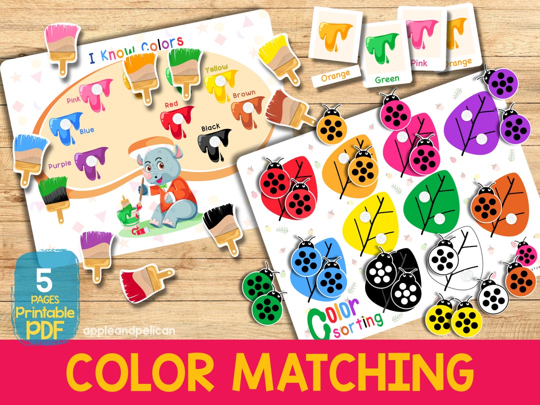 Color Matching Activity Busy Book Page, Printable Montessori ...