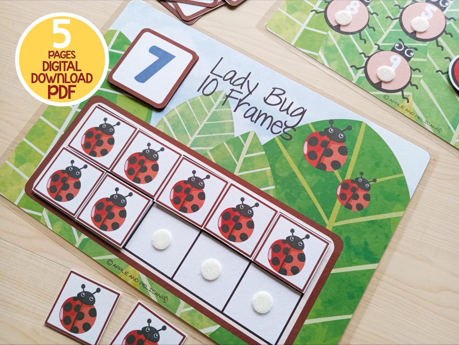 Counting Preschool Math Ten Frame Activity, Ladybug Dot Counting ...