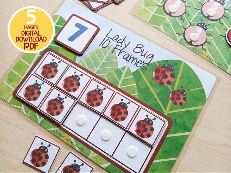 Counting Preschool Math Ten Frame Activity, Ladybug Dot Counting ...