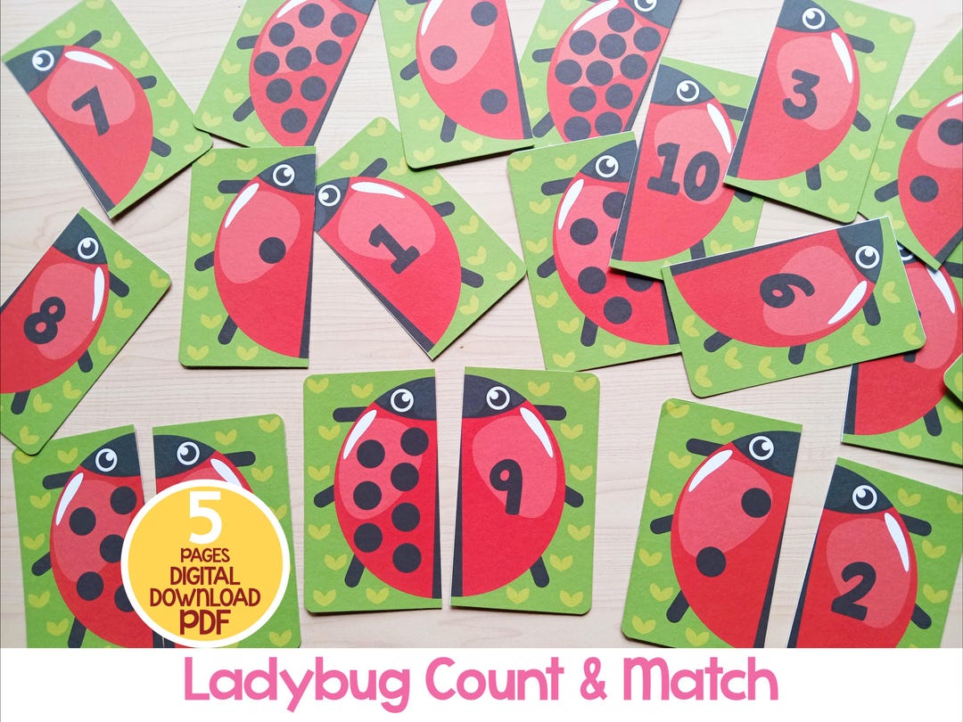 Count Activity Puzzle Card, Ladybug Dot Counting, Spring Fine Motor ...