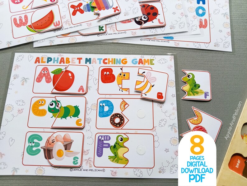 Alphabet Letter Matching Activities Puzzle, Matching Game, Phonics ...