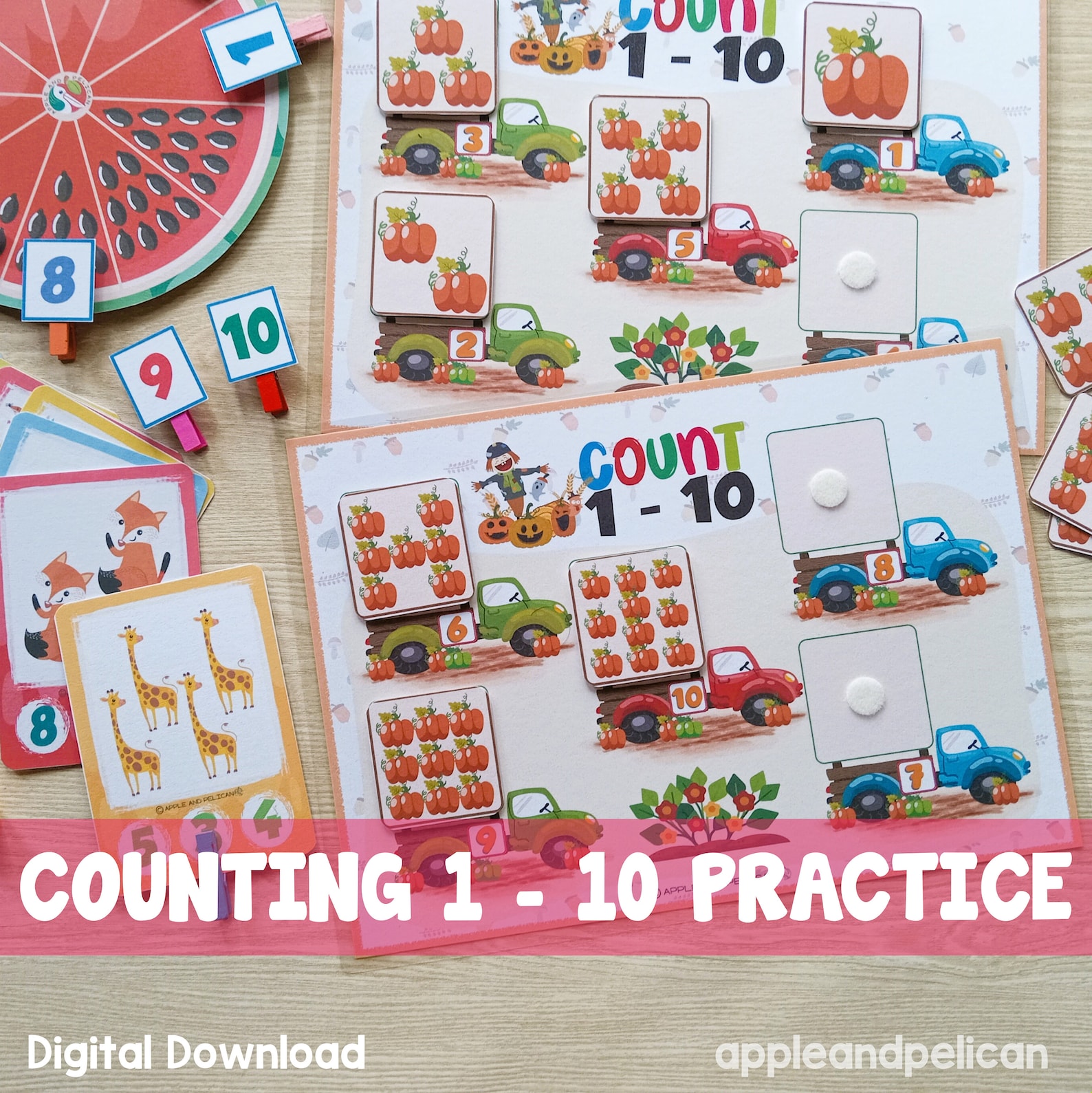 Number 1 to 10 Count and Match, Montessori Toddler Math Activity ...