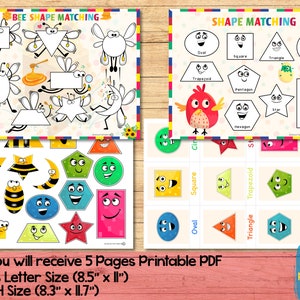 Shapes Matching Activity Printable, Toddler Flash Card, Preschool ...