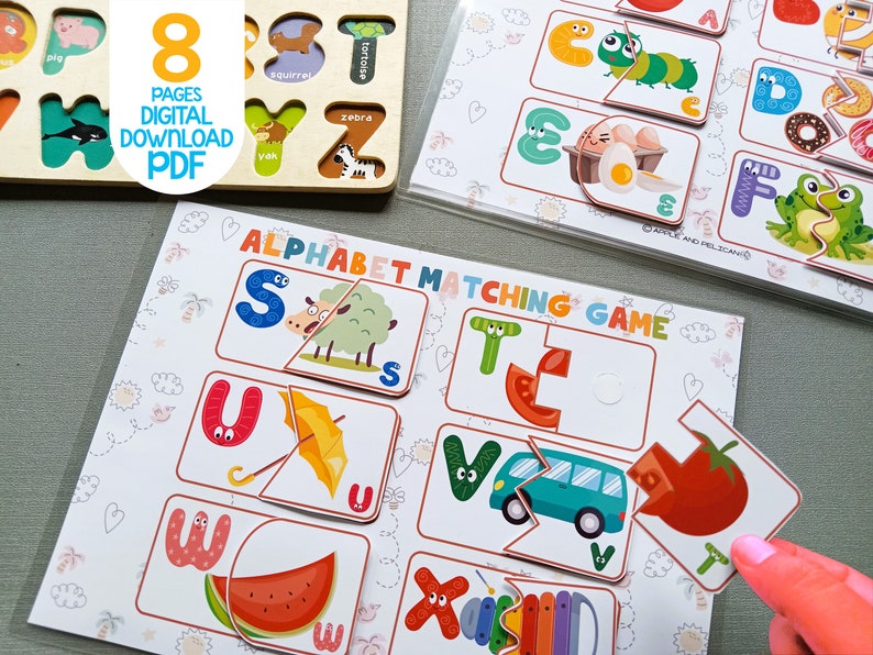 Alphabet Letter Matching Activities Puzzle, Matching Game, Phonics ...