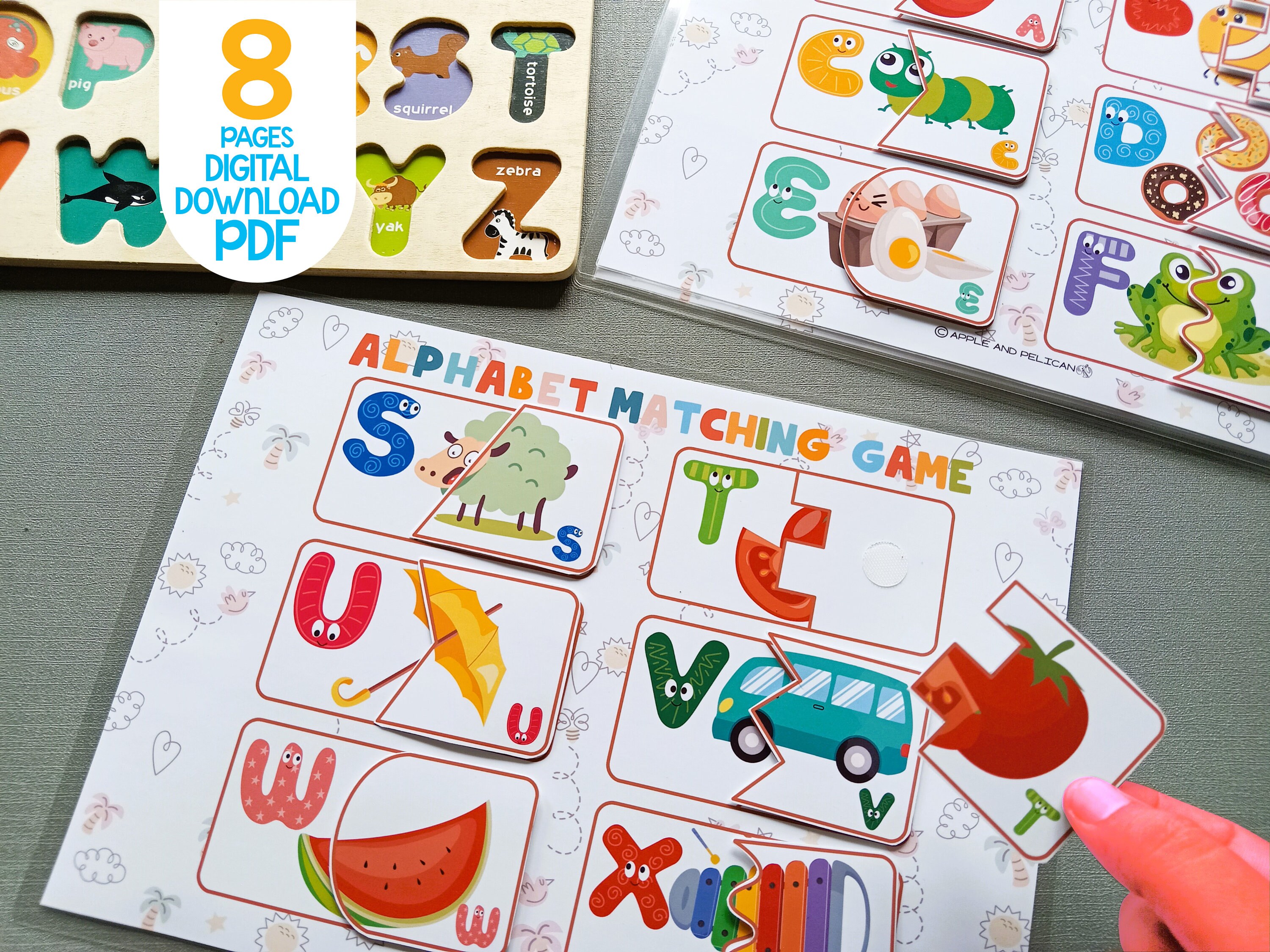 Alphabet Letter Matching Activities Puzzle, Matching Game, Phonics ...