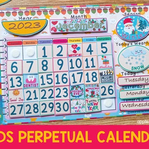 Kids Perpetual Calendar Circle Time Printable Kids Calendar - Etsy