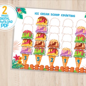 Counting Activity for Toddler, Printable Ice Cream Scoop Count ...