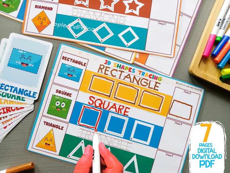 Shape Tracing Activity 2D Shapes Trace Worksheet, Printable Homeschool ...