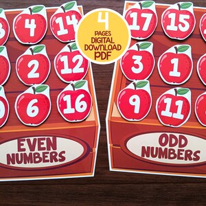 Math Activity Even and Odd Number Sorting, Apple Fall Activity ...