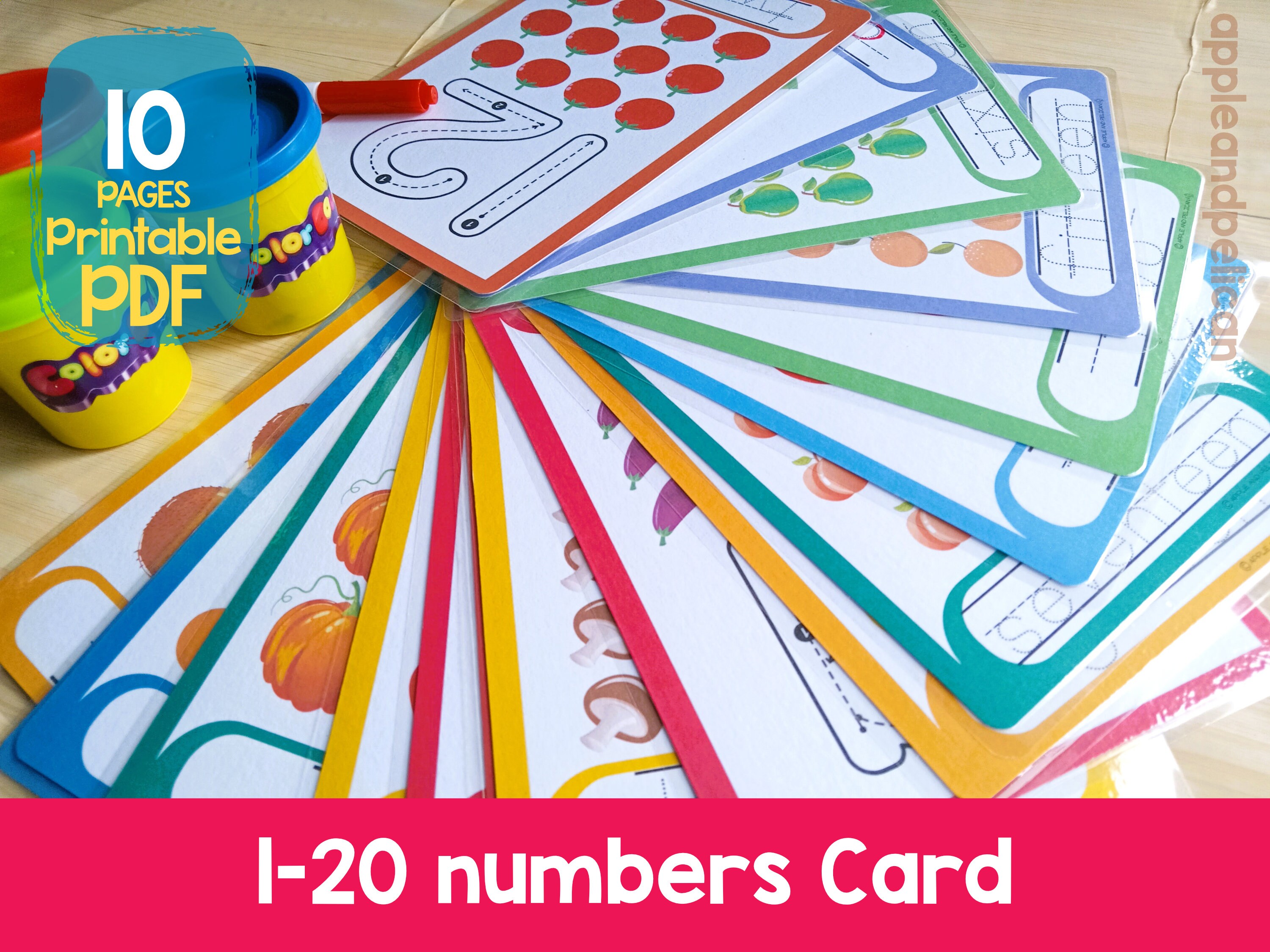 Preschool Number Flashcards, Number Play Dough Mats, Number 1-20 ...