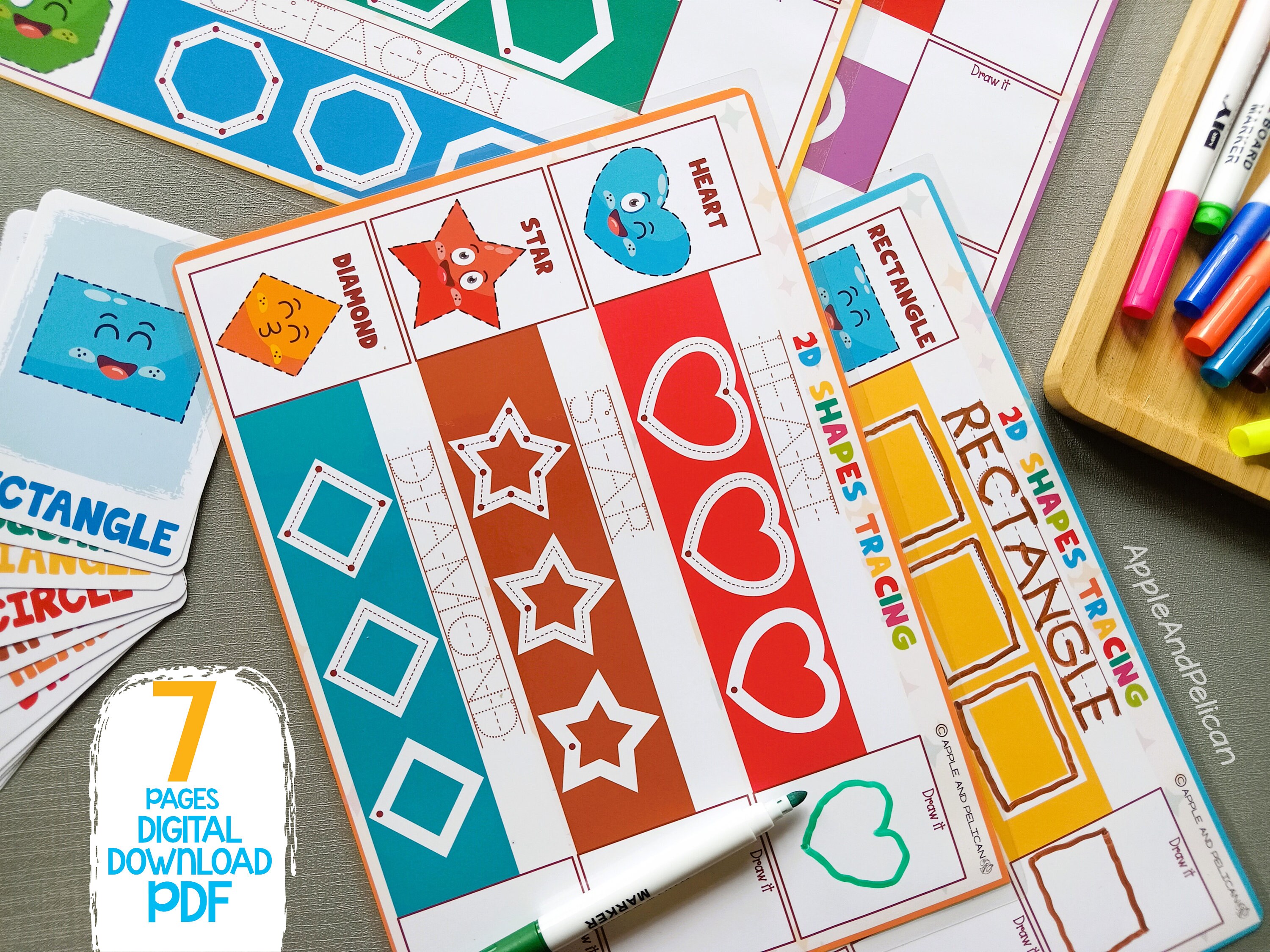 Shape Tracing Activity 2D Shapes Trace Worksheet, Printable Homeschool ...