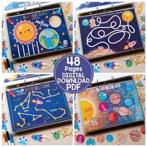 Outer Space Busy Book, Printable Preschool Learning Binder, Montessori ...