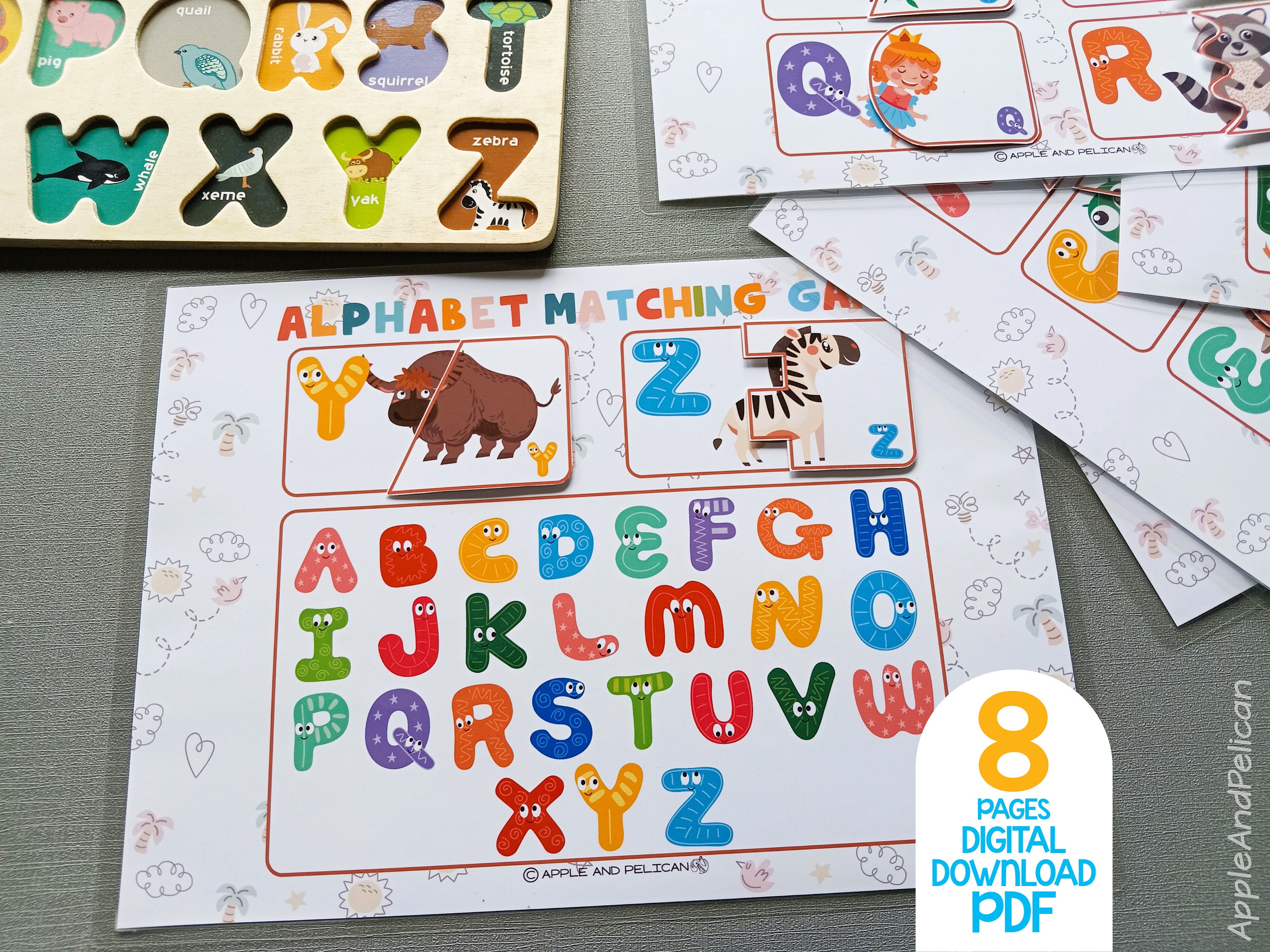 Alphabet Letter Matching Activities Puzzle, Matching Game, Phonics ...