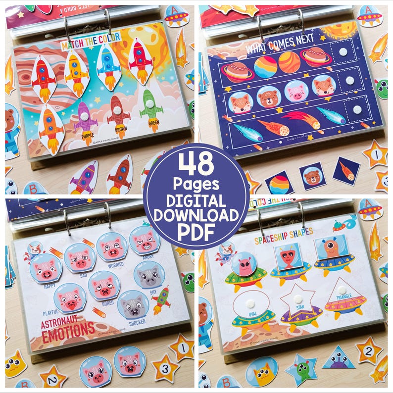 Outer Space Busy Book, Printable Preschool Learning Binder, Montessori ...