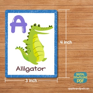 Alphabet Flashcards Montessori Learning Printable, Toddler Animal ABC ...
