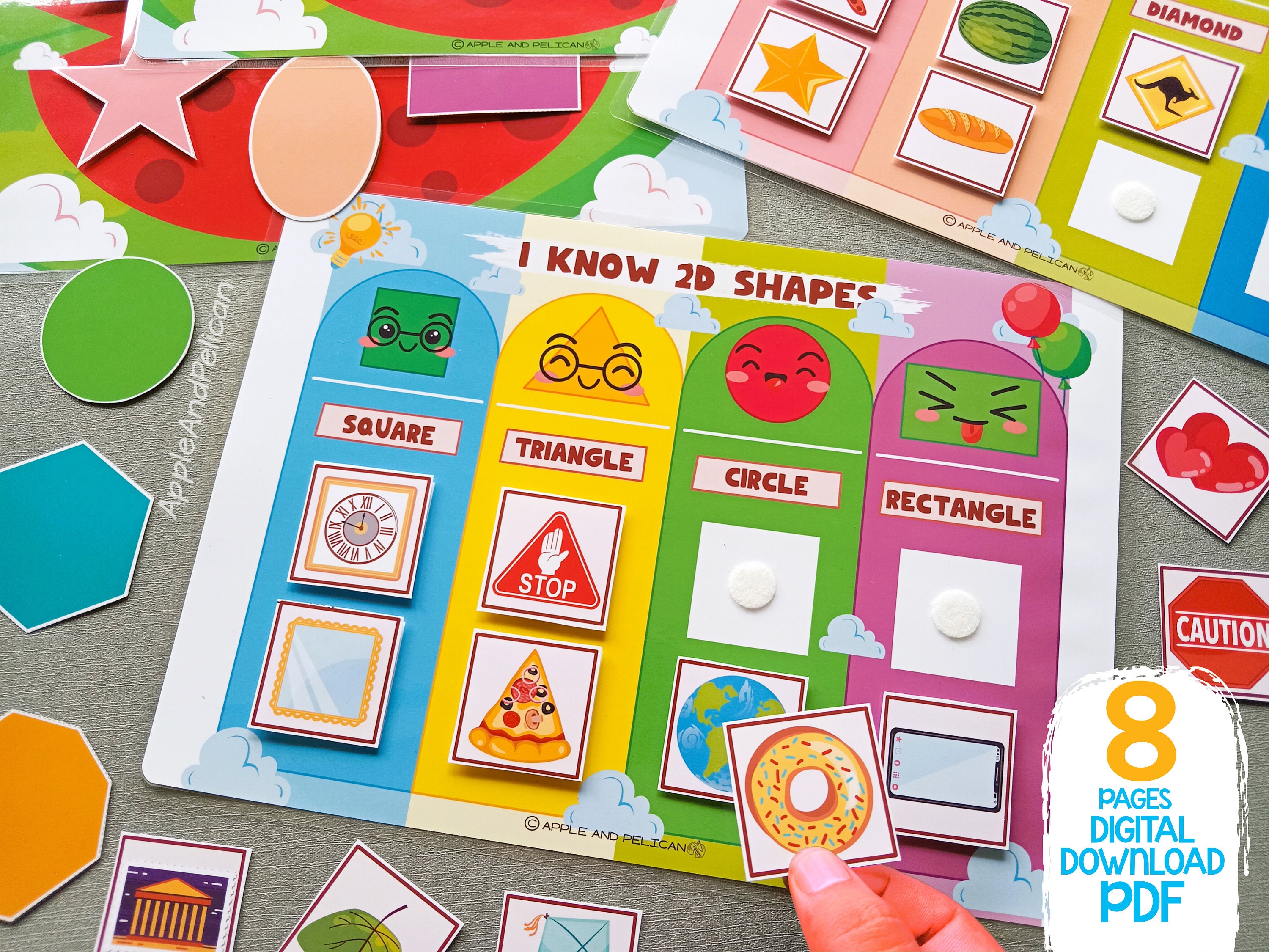 2D Shapes Matching Activity for Toddler, Geometric Shapes Pictures ...