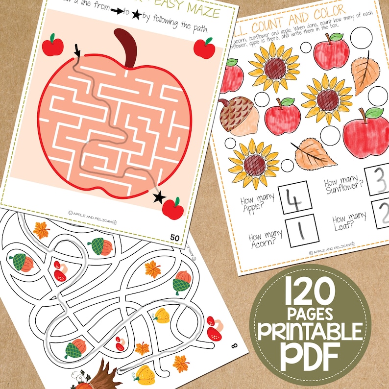 Fall Preschool Kindergarten Activity Packet, Fall Kid Activity ...